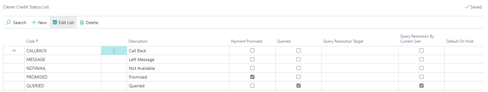 Clever Dynamics - Clever Credit Status Codes